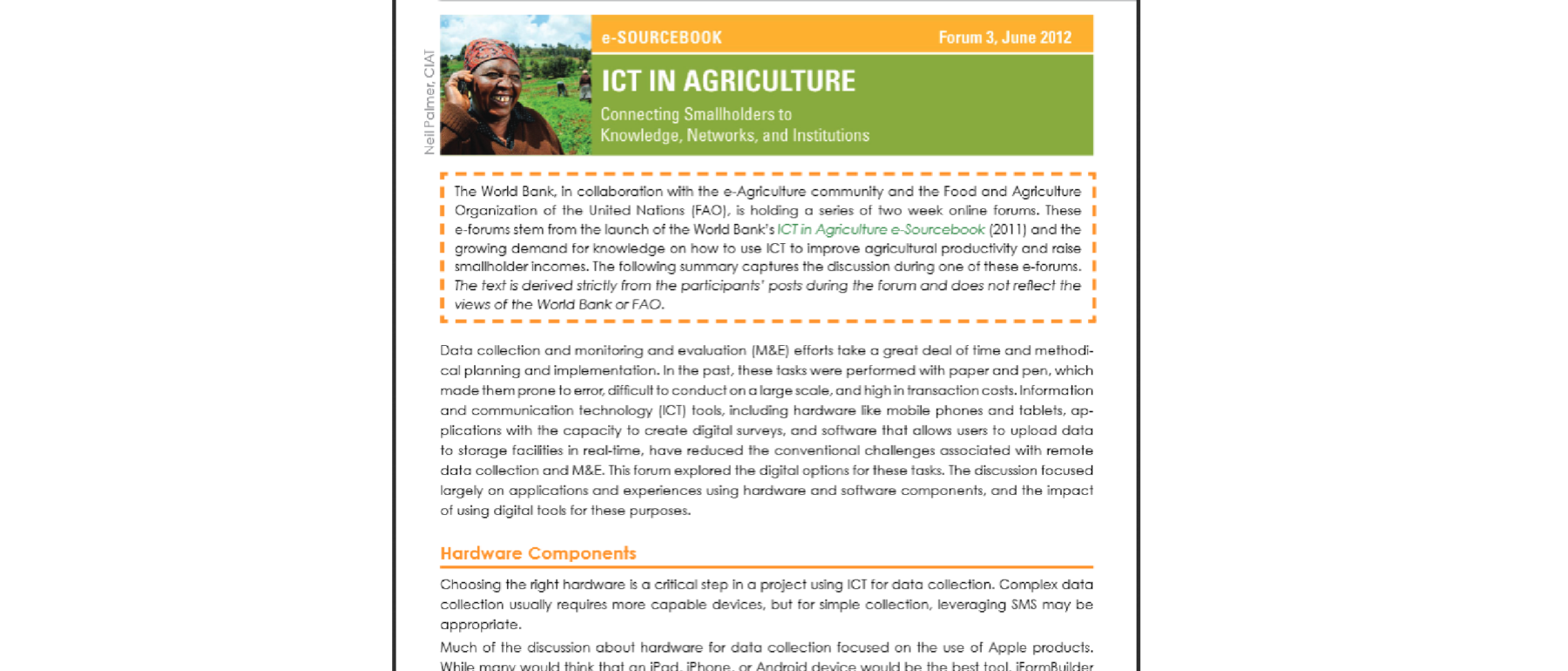 ICT for Data Collection and Monitoring and Evaluation - SIANI