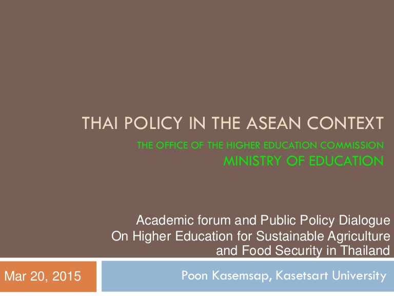 Thai Policy in the ASEAN Context - SIANI